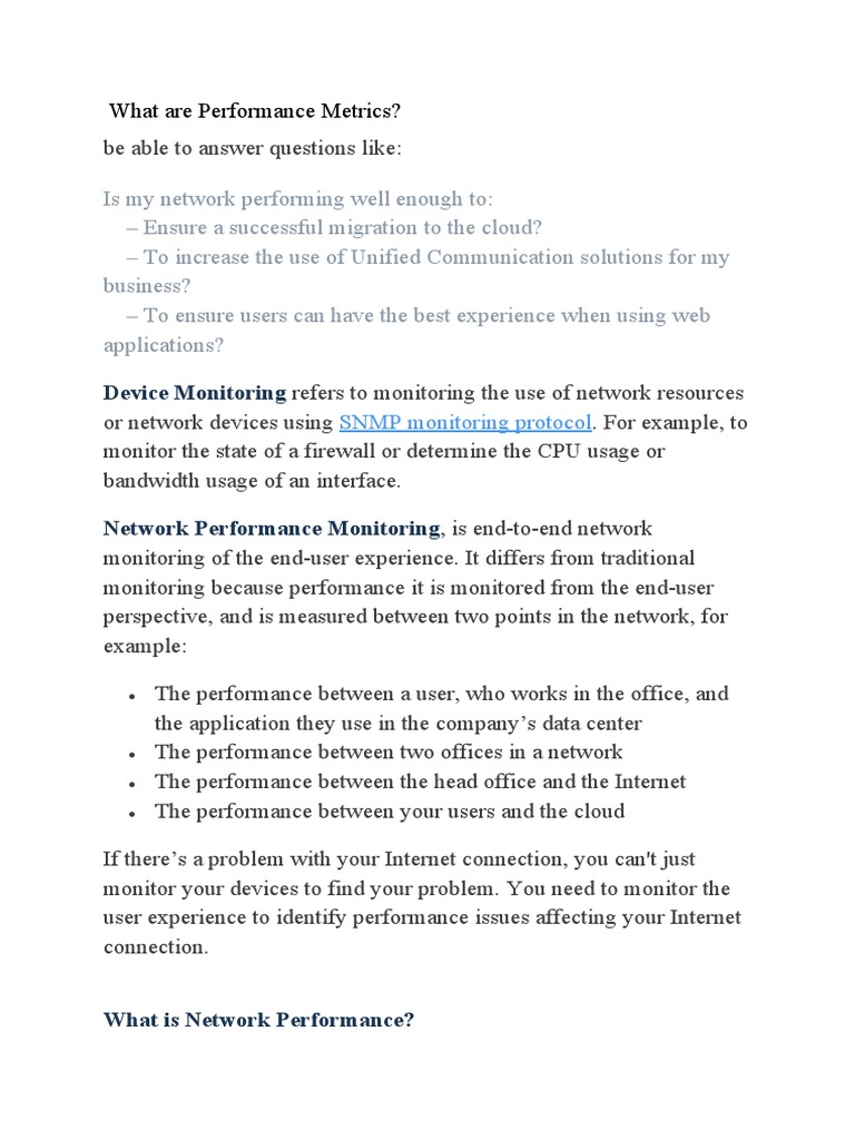 What Are Performance Metrics | PDF | Computer Network | Bandwidth (Computing)