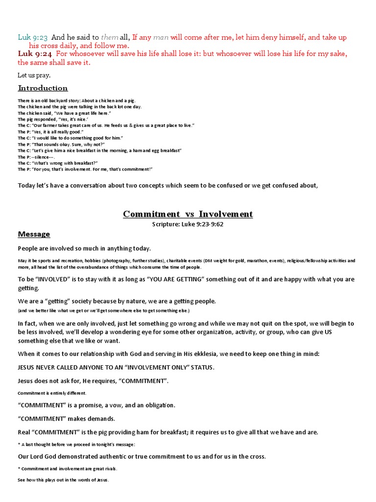 Commitment Versus Involvement - Preaching | PDF | Jesus
