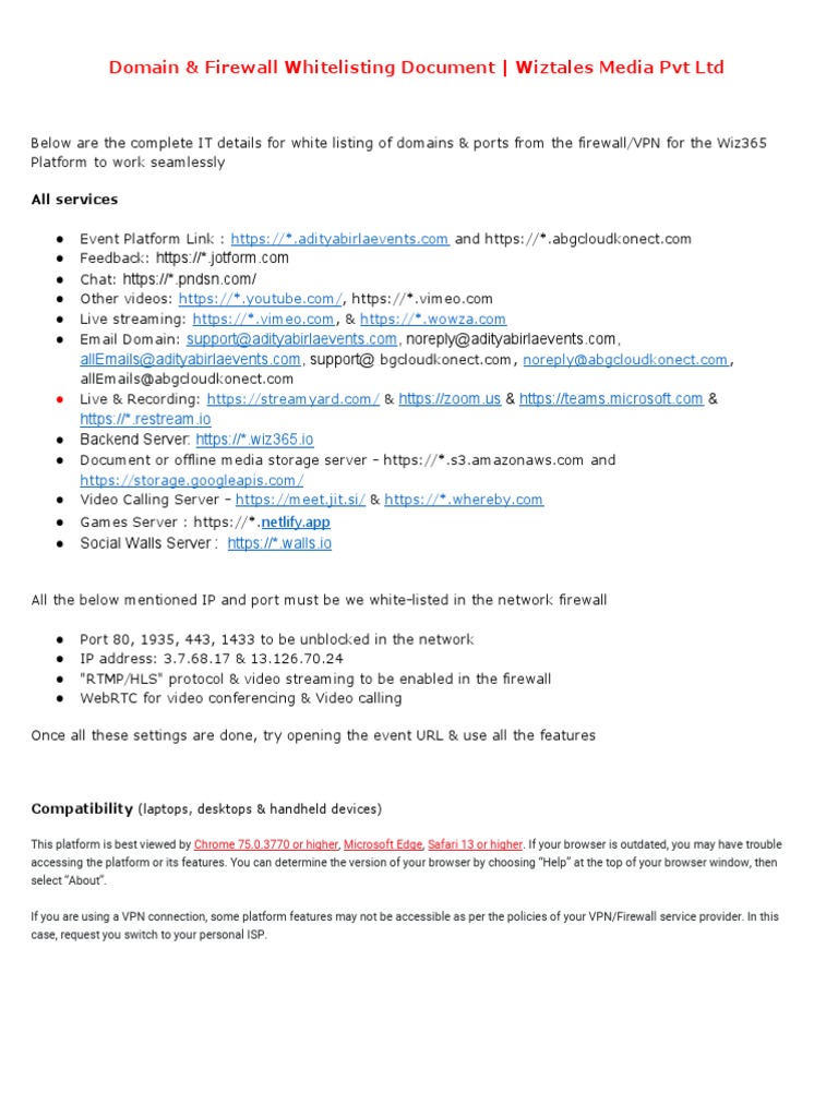 Domain Firewall Whitelisting - ABG (Updated) | PDF