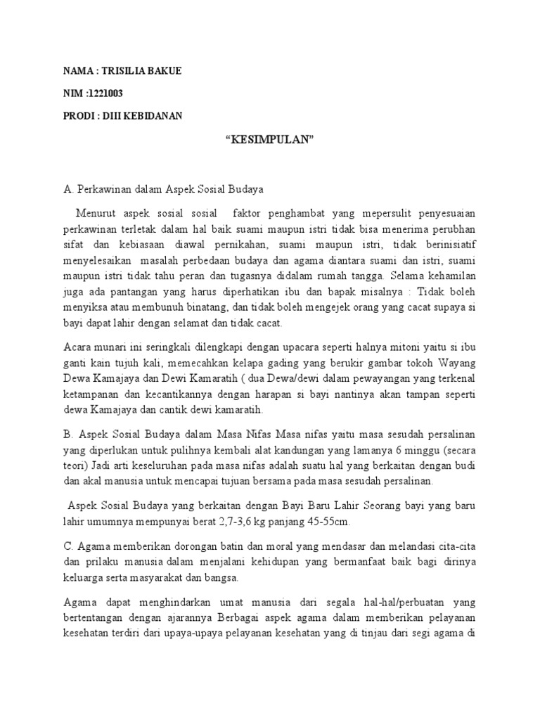 Kesimpulan PPT Sosial Budaya | PDF