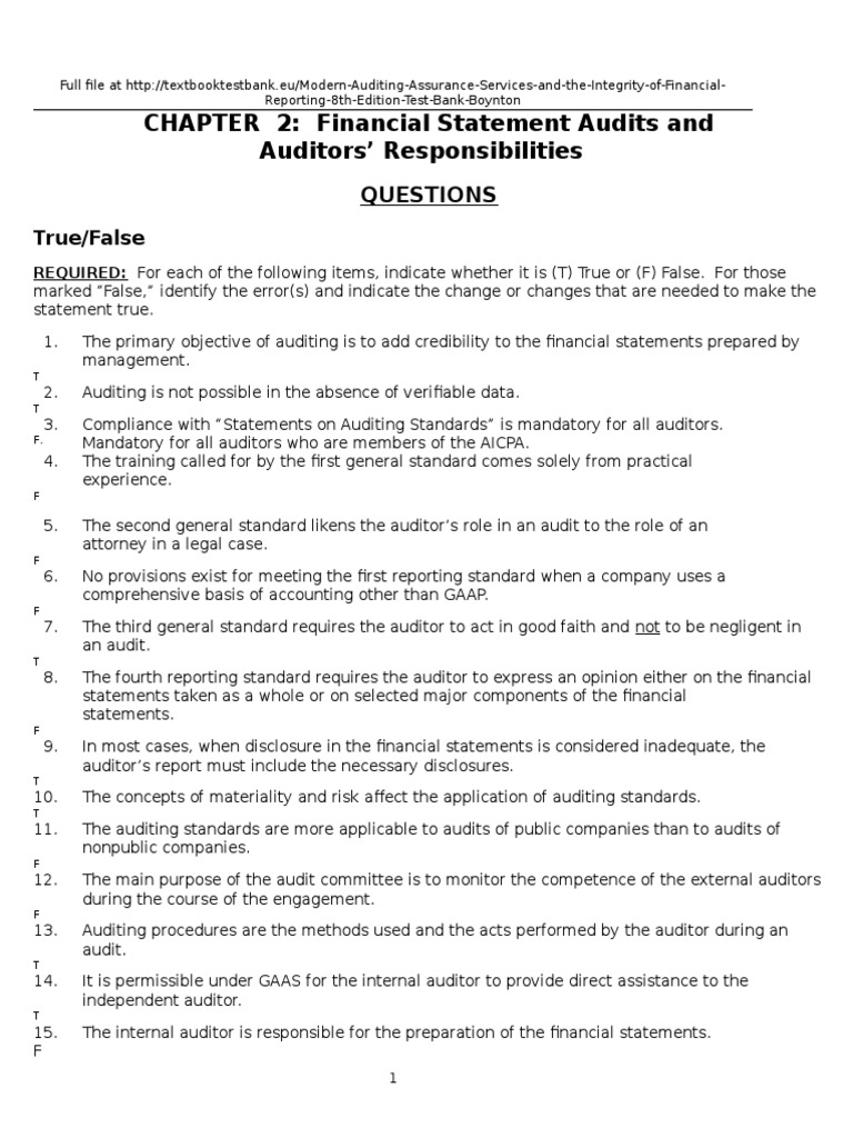 Modern Auditing Assurance Services and The Integrity of Financial ...