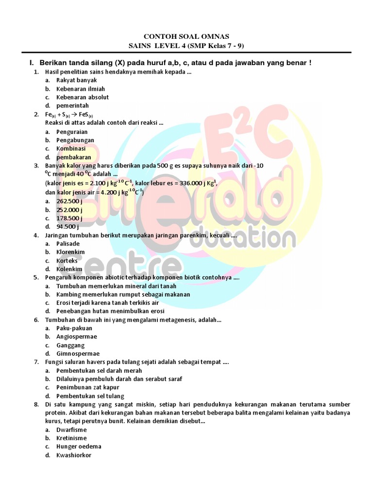 Omnas Contoh Soal S 4 | PDF | Sains & Matematika
