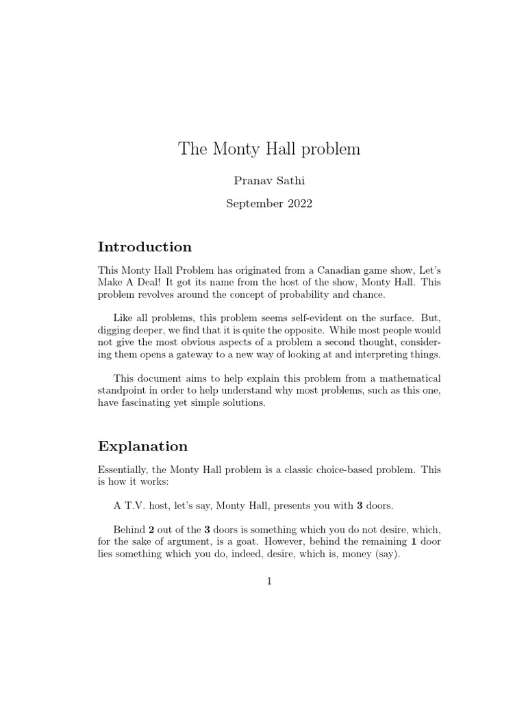 The Monty Hall Problem | PDF | Science | Philosophical Methodology