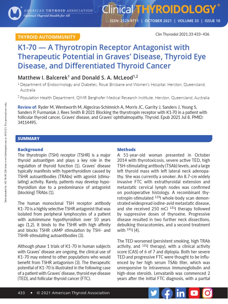 KI 70 Therapeutic Potential in Graves Ca Thyroid | Download Free PDF ...