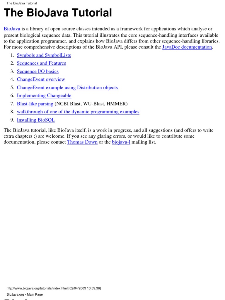 Biojava Tutorial | PDF | String (Computer Science) | Application Programming Interface