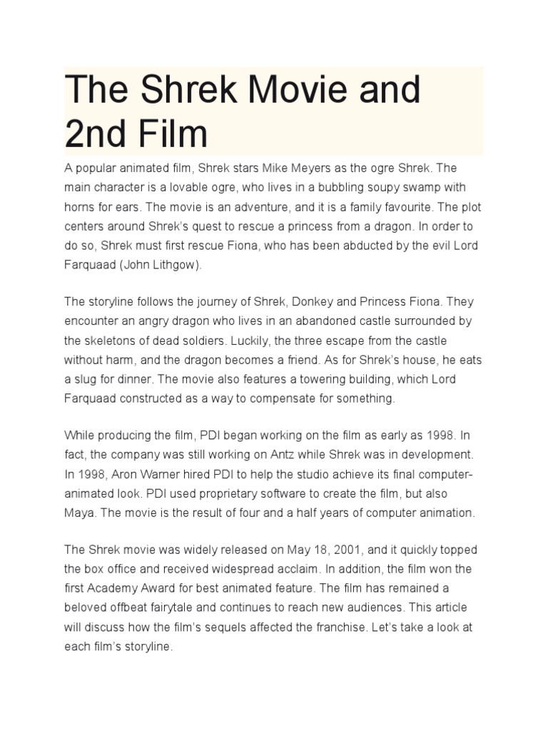 The Shrek Movie and 2nd Film | PDF