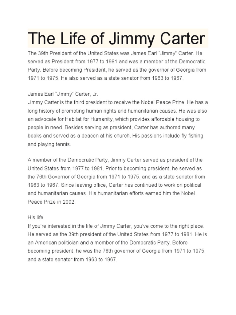 The Life and Legacy of Jimmy Carter | PDF | Jimmy Carter | Economies