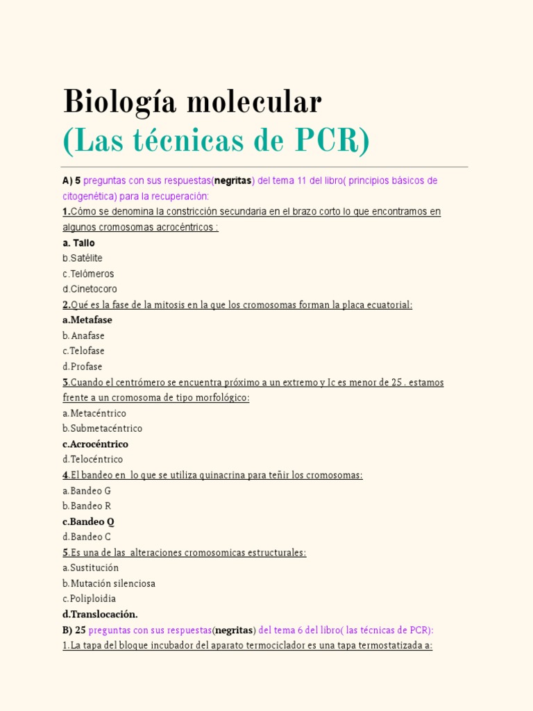 Biologia Molecular PCR | PDF | Reacción en cadena de la polimerasa ...