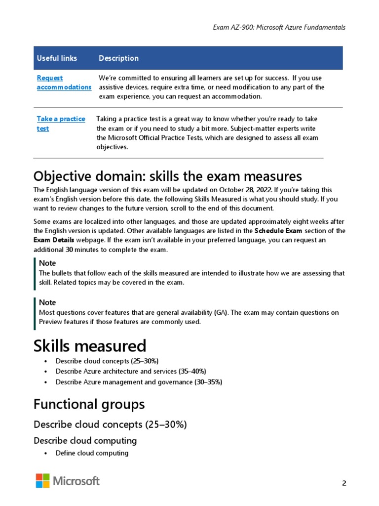 Preparing to Take the Microsoft Azure Fundamentals Certification Exam: AZ-900 | PDF | Cloud ...