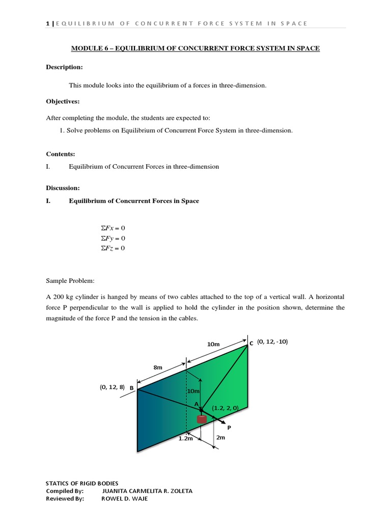 Equilibrium of Concurrent Force Systems | PDF | Force | Geometry