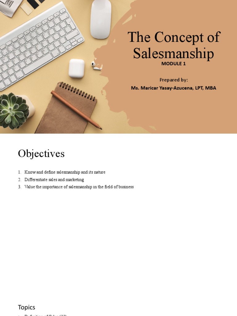 Module 1 - The Concept of Salesmanship | PDF | Sales | Marketing