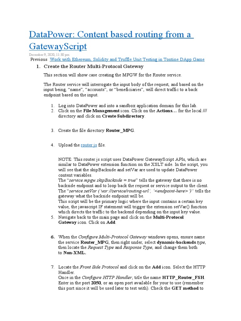 Datapower: Content Based Routing From A Gatewayscript: 1. Create The Router Multi-Protocol ...