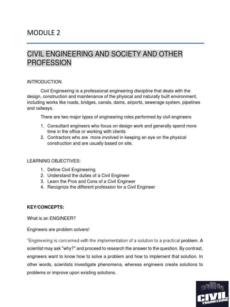 Module 2 Civil Engineering Profession | PDF | Civil Engineering | Engineering