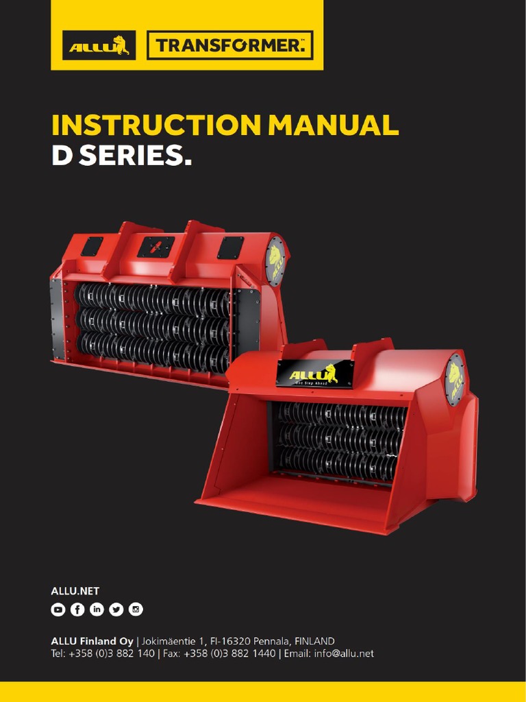 ALLU Instruction Manual D-Series English | PDF | Loader (Equipment) | Valve