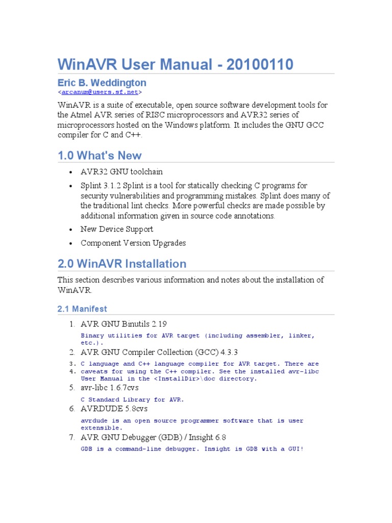 WinAVR User Manual | PDF | Integrated Development Environment | Installation (Computer Programs)