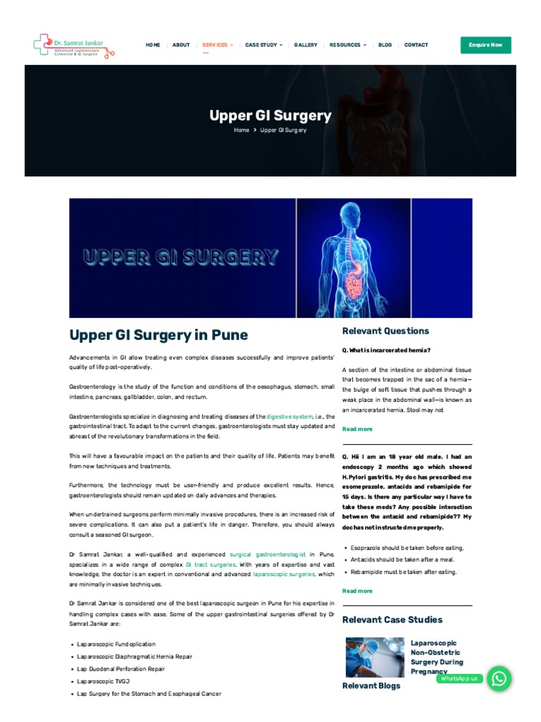 Upper GI Surgery in Pune - Dr. Samrat Jankar | PDF | Esophagus ...