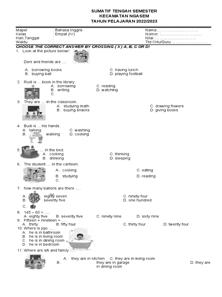Soal STS BHS. INGGRIS Kls 4 | PDF | Domestic Implements | Food And Drink