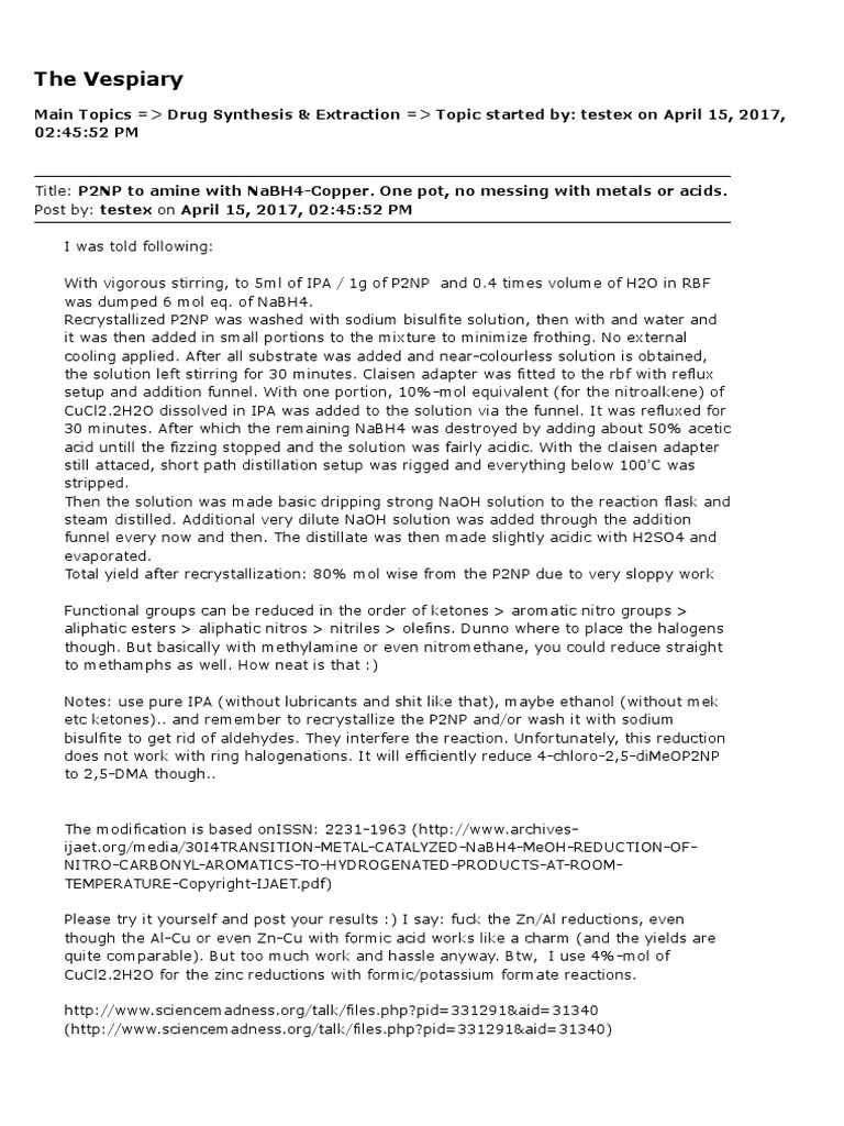 P2NP To Amine With NaBH4-Copper | PDF | Hydroxide | Thin Layer ...