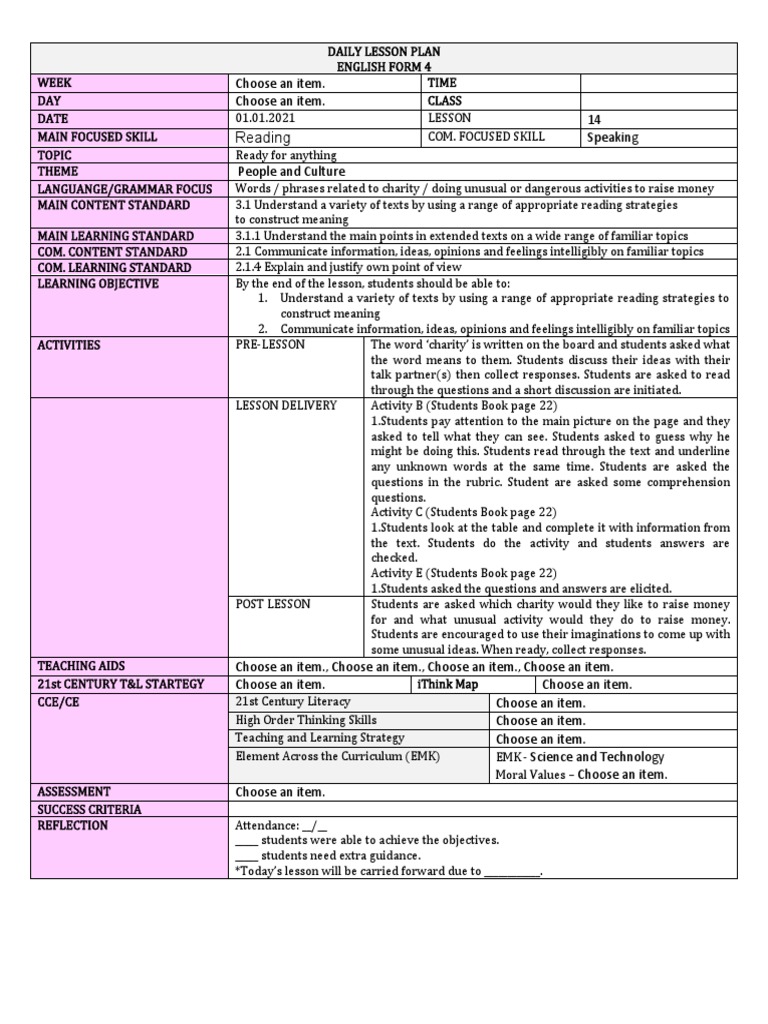 Unit 2 Ready To Anything | PDF | Lesson Plan | Reading Comprehension