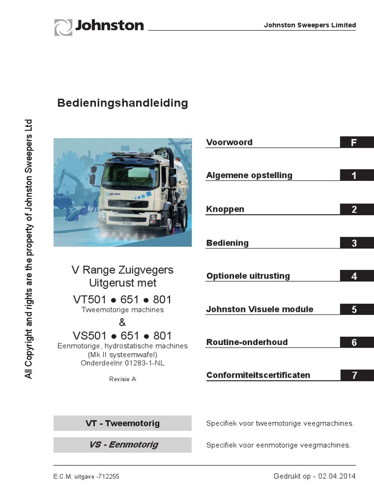V Range 501, 651, 801 MKII Sys Op Guide (NL) Rev A | PDF