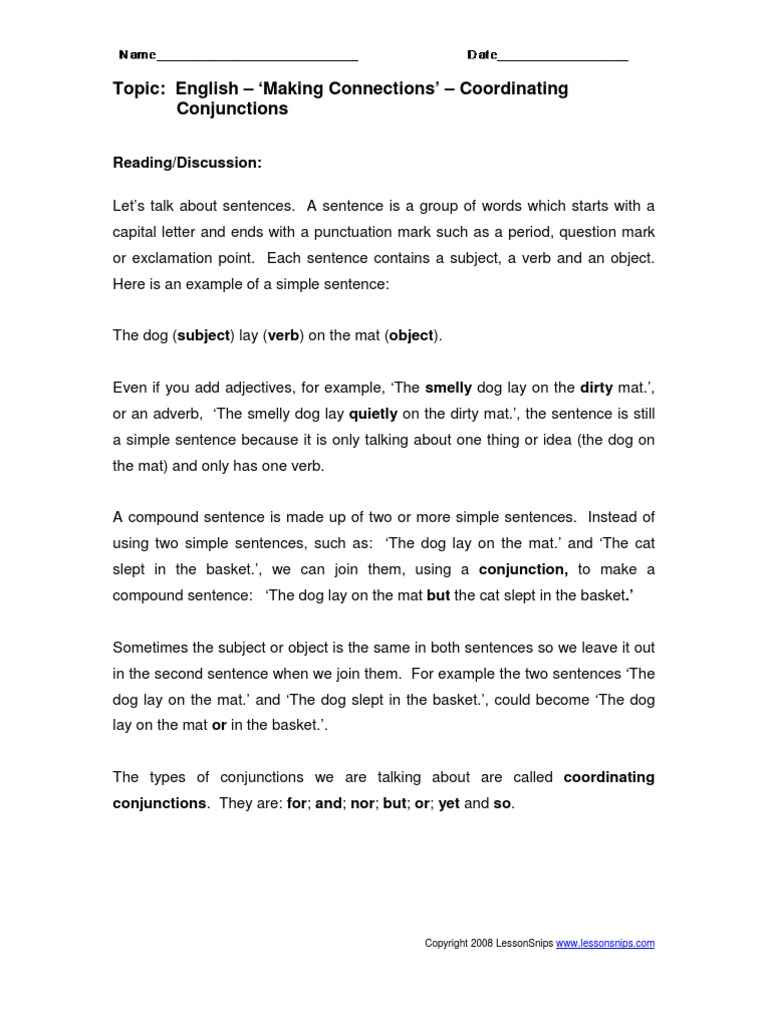 Connecting Words | PDF | Verb | Sentence (Linguistics)