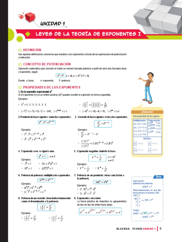 Teoría de Exponentes I | PDF | Exponenciación | Multiplicación