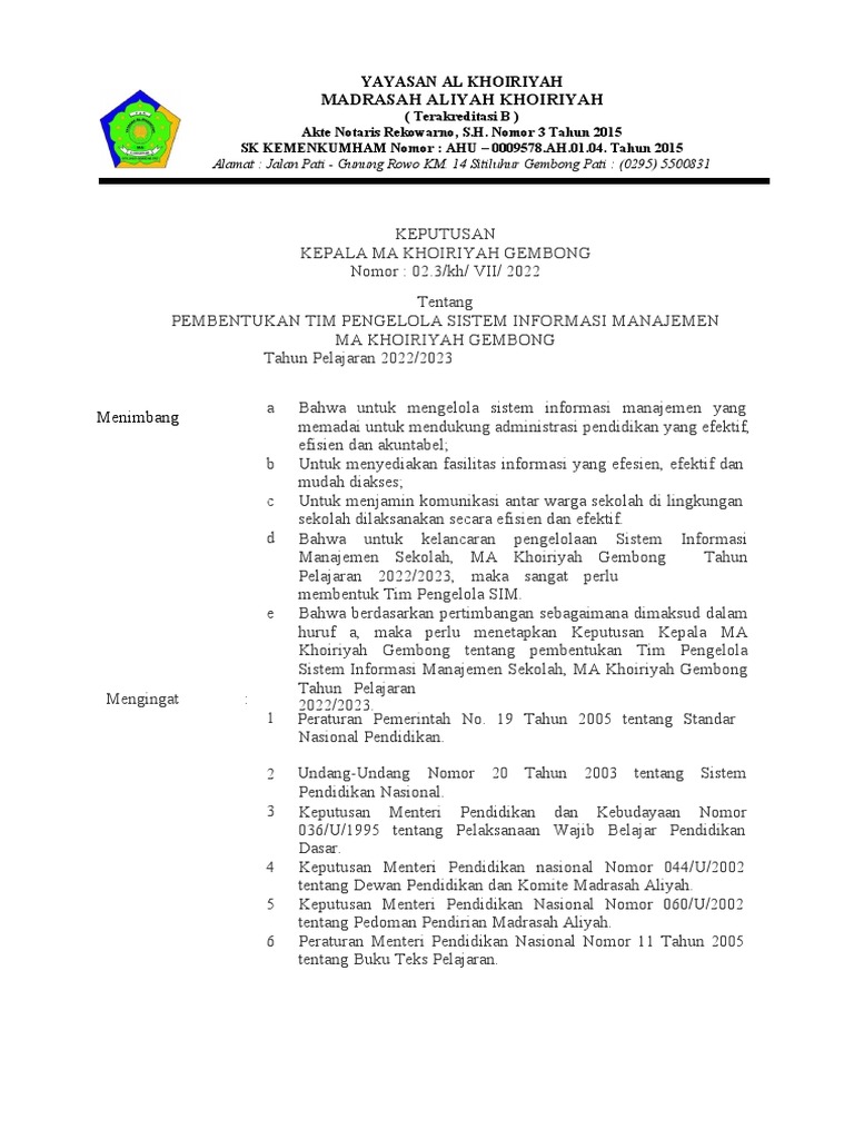 SK Pengelola Sim | PDF