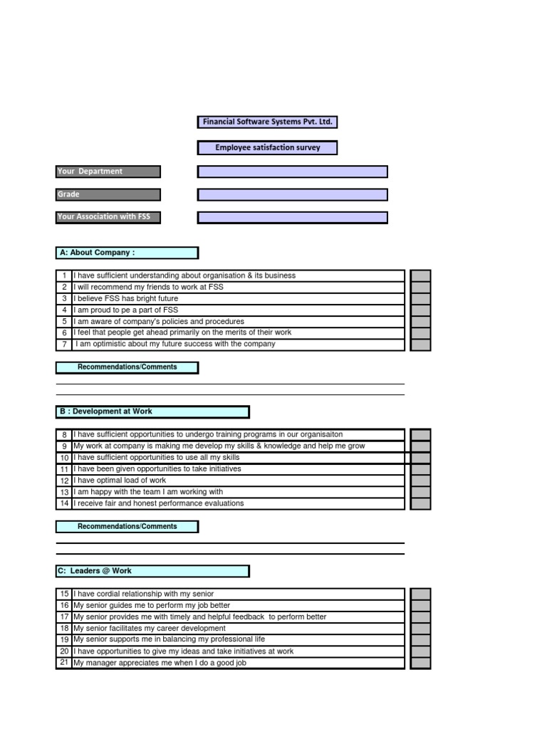ESS - Questionnaire - New One | Download Free PDF | Employment | Leadership
