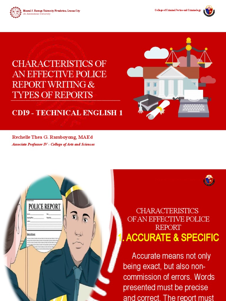 Cdi9 - Lesson 2 Characteristics Types of Police Reports | PDF ...