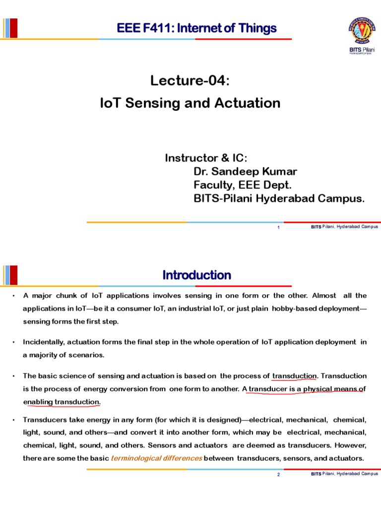 IoT-Lecture-4. Slides | PDF | Sensor | Analog To Digital Converter
