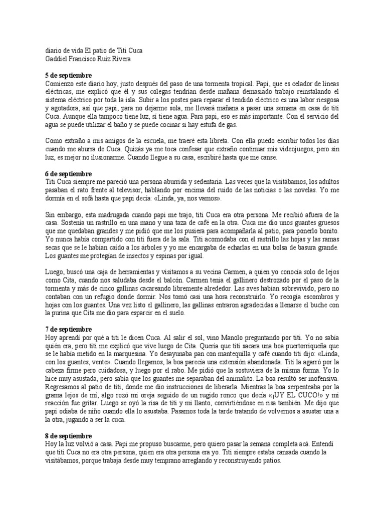 Diario de Vida El Patio de Titi Cuca - Oficial | PDF