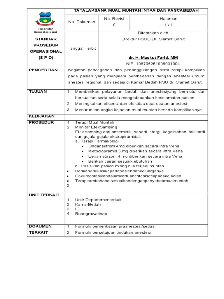 16.spo Tatalaksana Mual Muntah Intra Dan Pascaoperasi | PDF