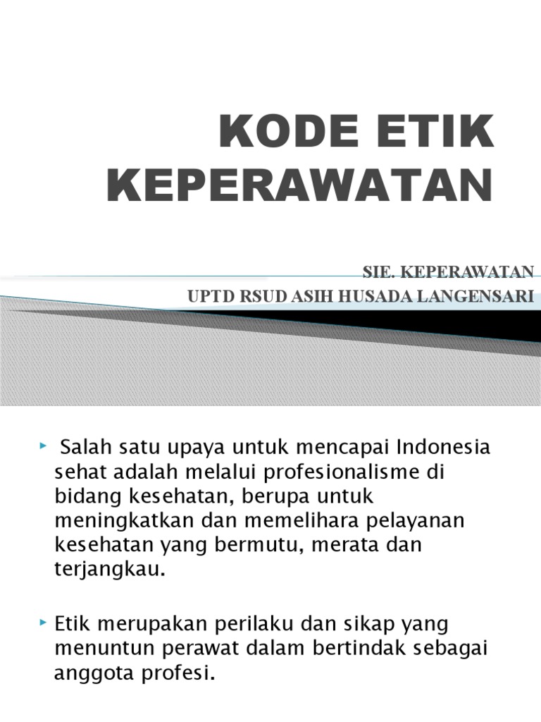 Kode Etik Keperawatan | PDF