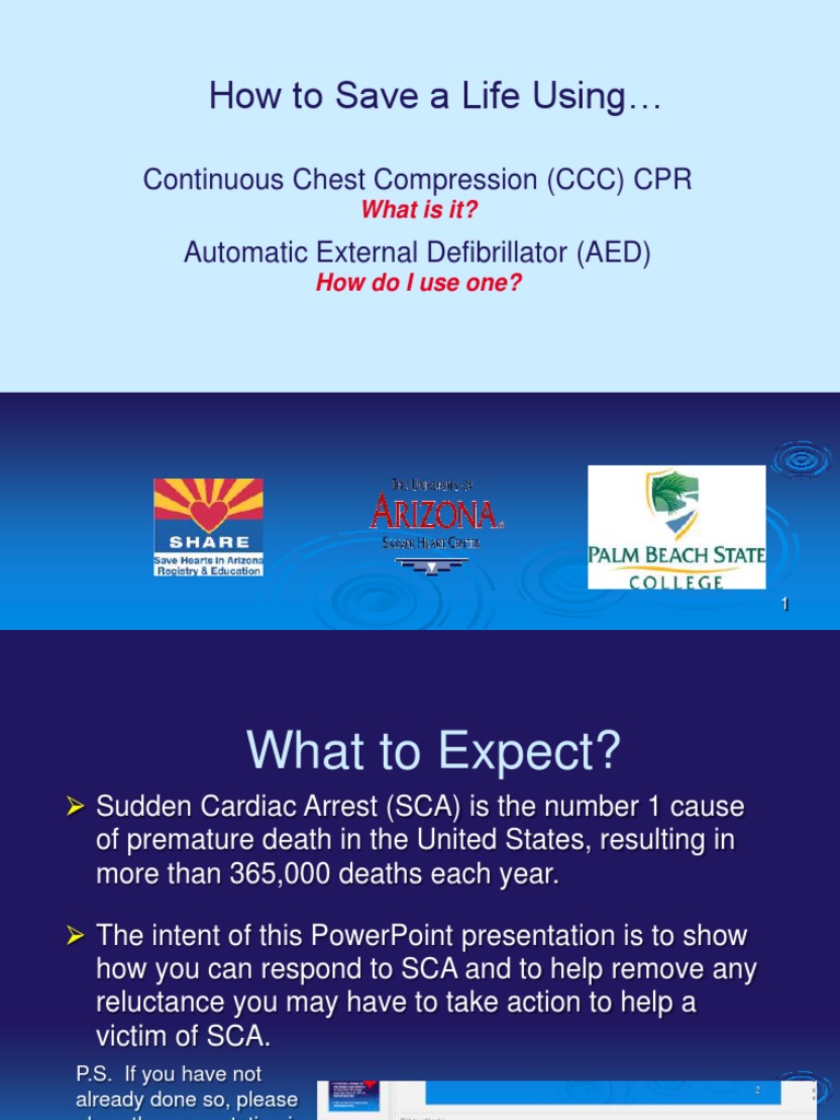 AED PowerPoint | PDF | Cardiopulmonary Resuscitation | Cardiac Arrest