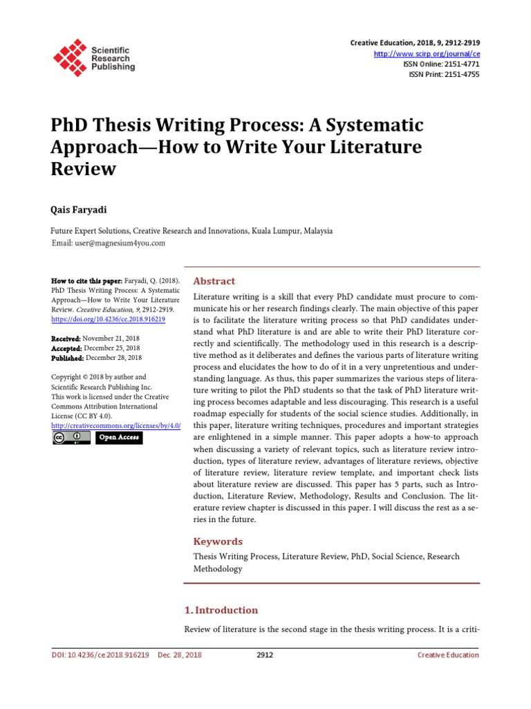 PHD Thesis Writing Process A Systematic Approach-How To Write Your ...