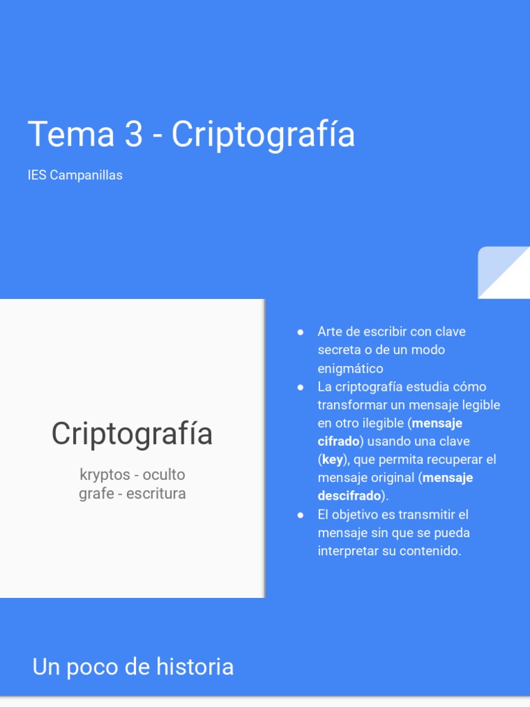 Tema 3 - Criptografía | PDF | Clave (criptografía) | Criptografía