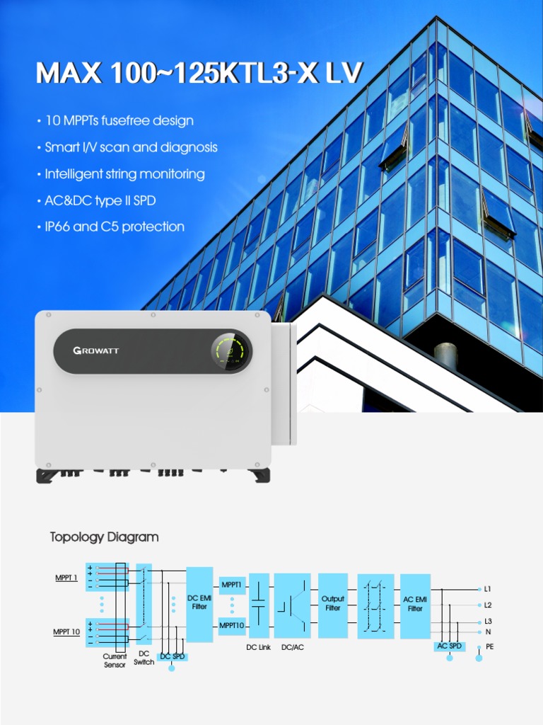 Datasheet Growatt MAX 100 125KTL3 X LV | PDF | Alternating Current ...