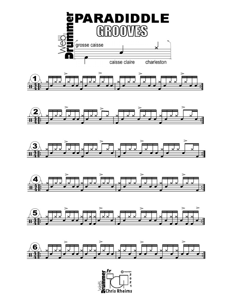 Paradiddle Grooves | PDF | Batterie | Mètre et rythme
