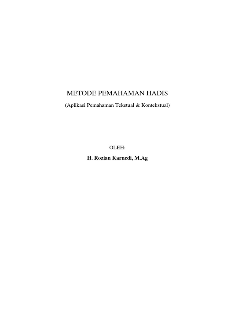 Metode Pemahaman Hadis | PDF Metode Pemahaman Hadis | PDF