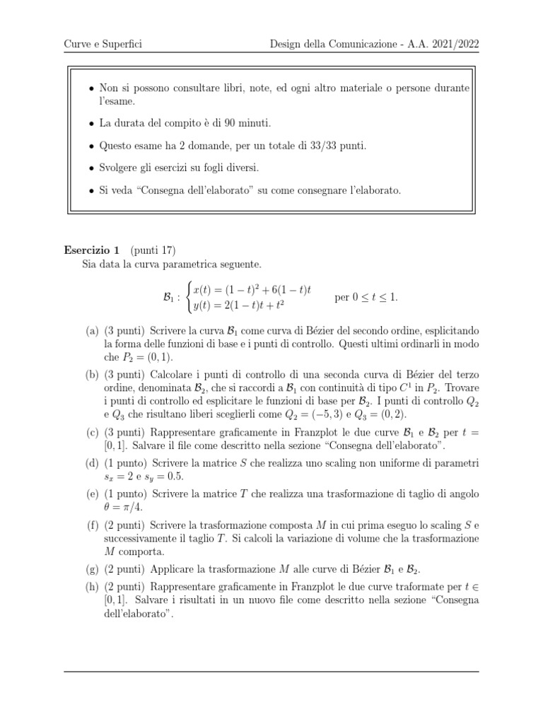Exam Curve e Superfici | PDF