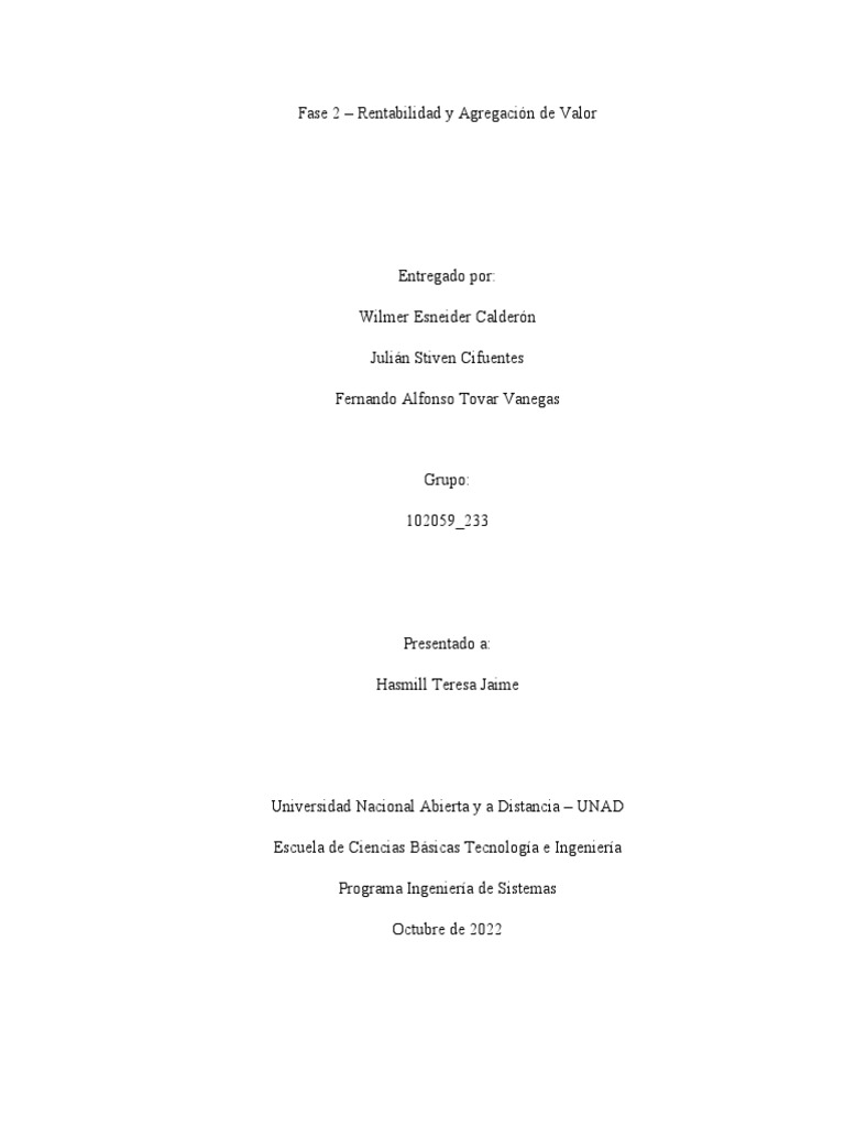 Fase 2 Evaluación de Proyectos Grupal | PDF | Tecnología