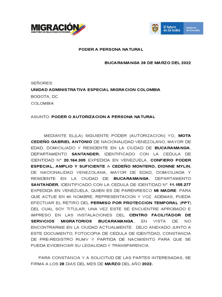 Poder Especial a Persona Natural | PDF | Derecho