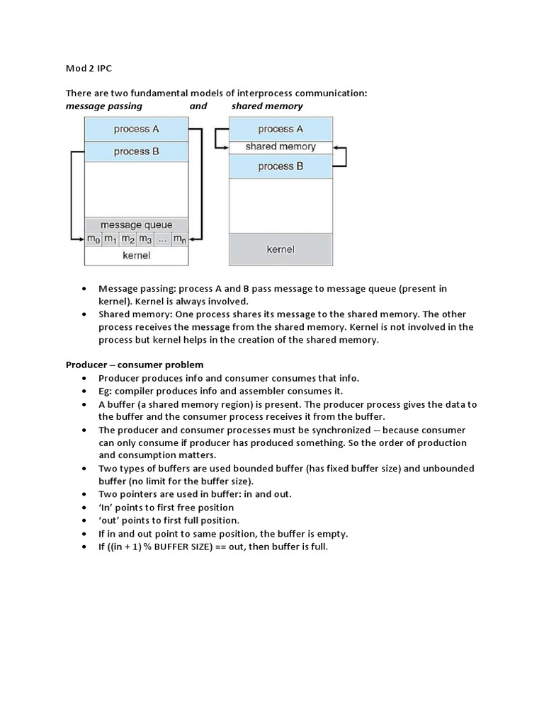 IPC Models: Message Passing vs Shared Memory | PDF