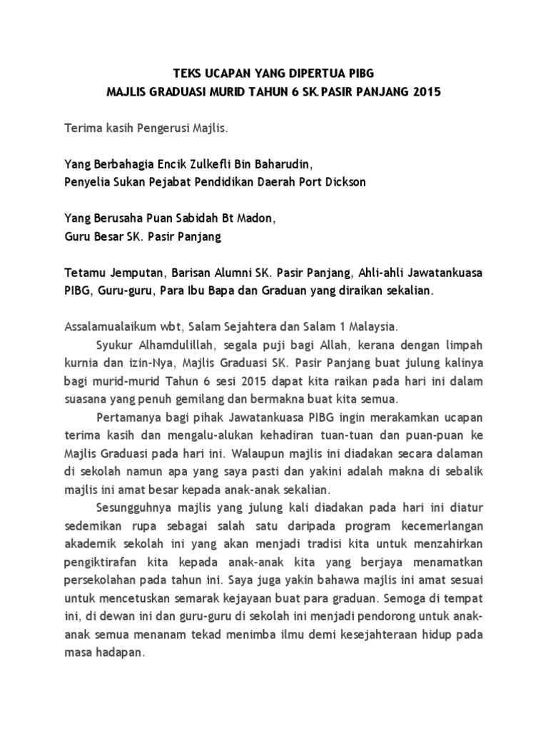 Teks Ucapan Ydp Pibg | PDF