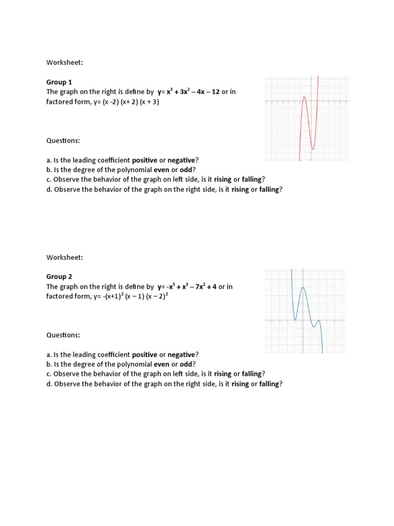Worksheetgraph of Polynomial | PDF | Teaching Methods & Materials