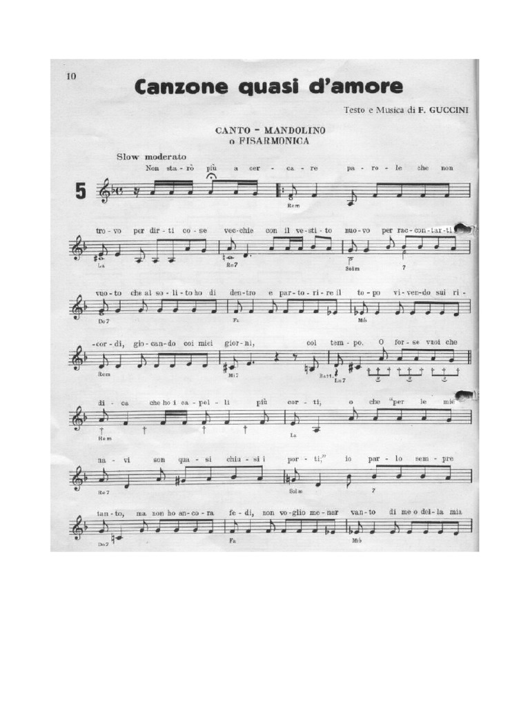 Spartito - Canzone Quasi D'Amore | PDF