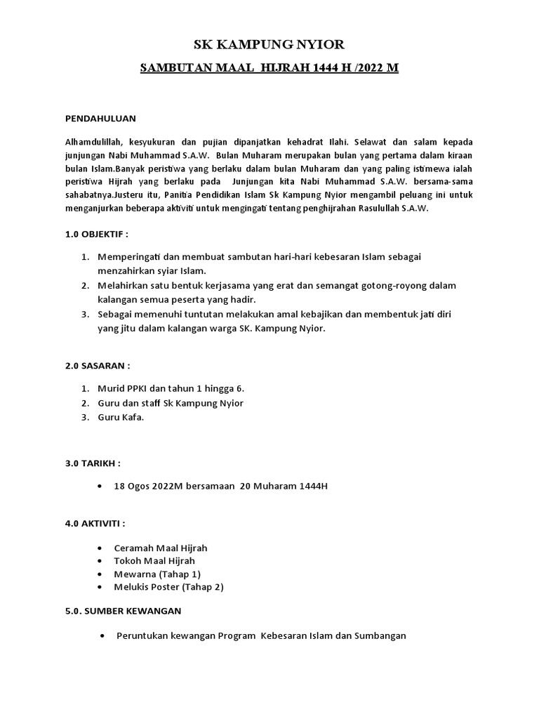 Kertas Kerja Maal Hijrah 2022 | PDF