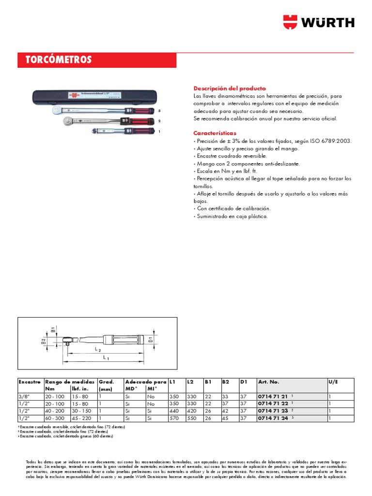 Llave de Torque Wurth | PDF