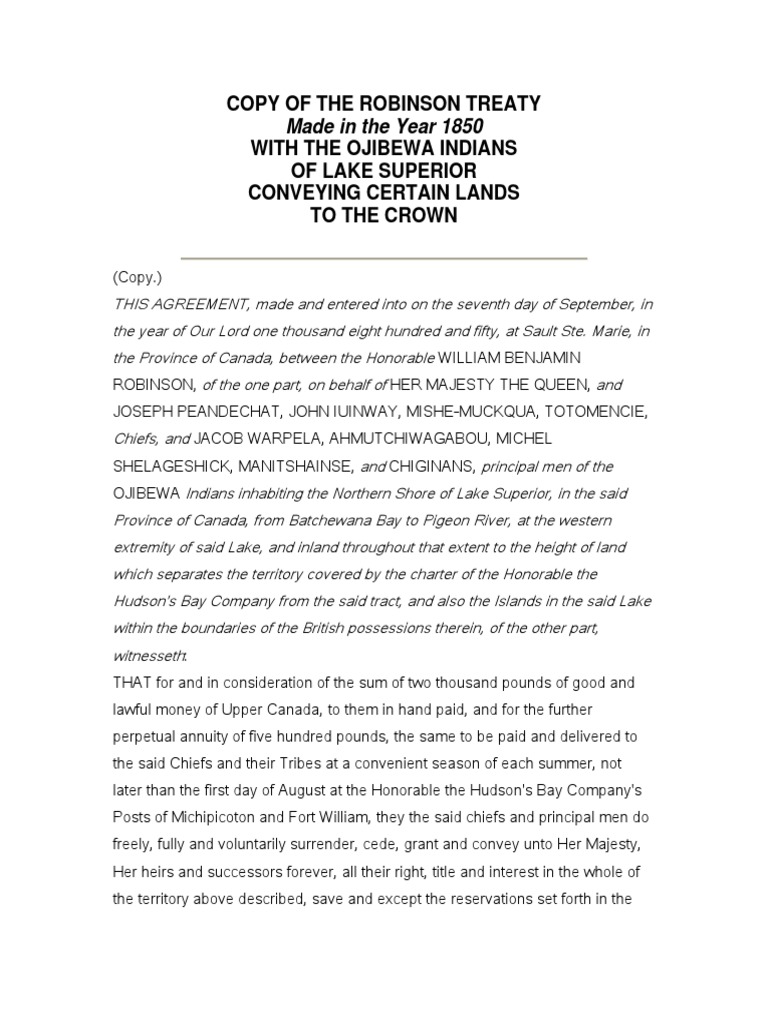 Robinson Superior Treaty | PDF
