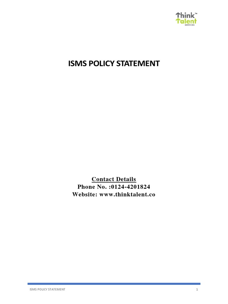 2 Isms Policy Statement | Download Free PDF | Information Security | Computing